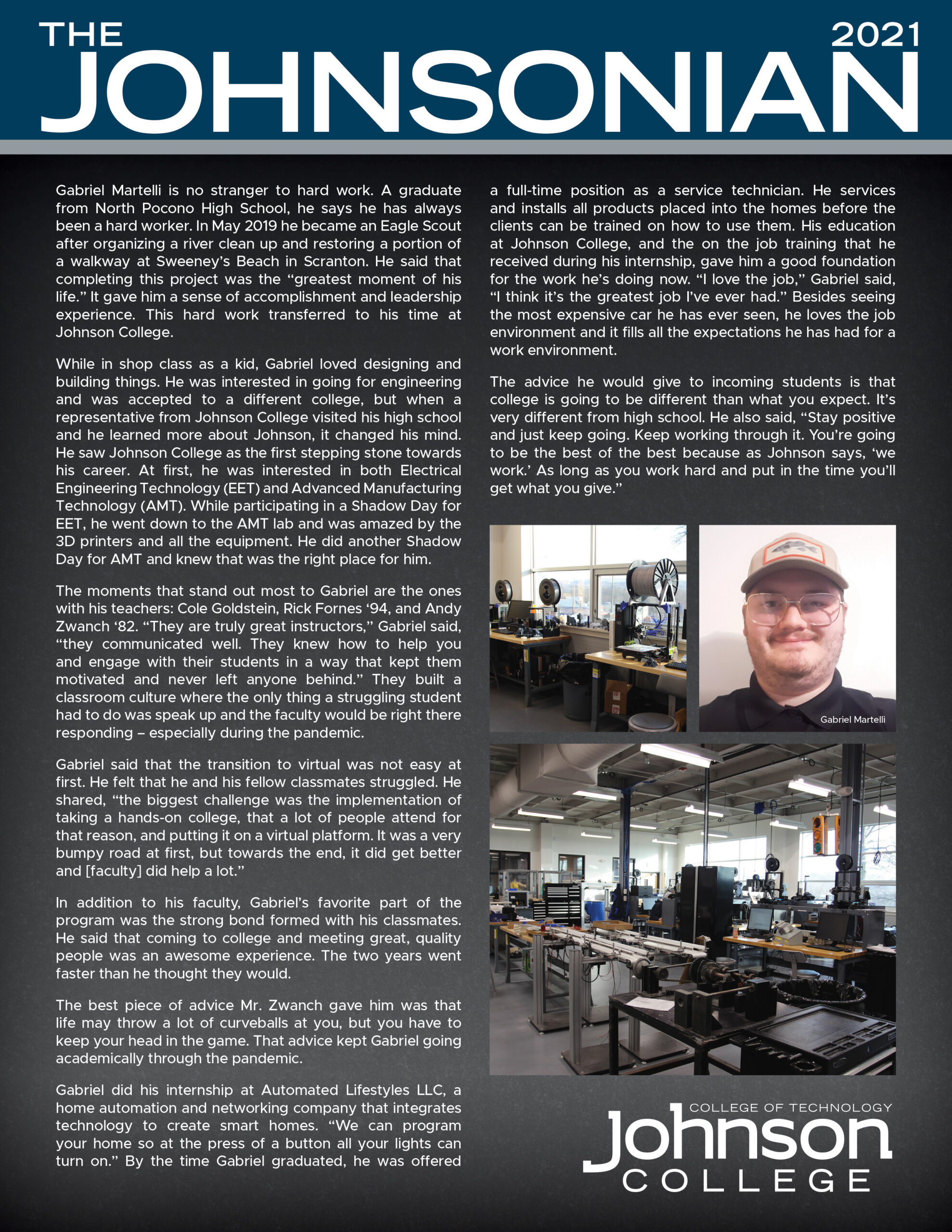 Johnsonian Magazine - Johnson College of Technology